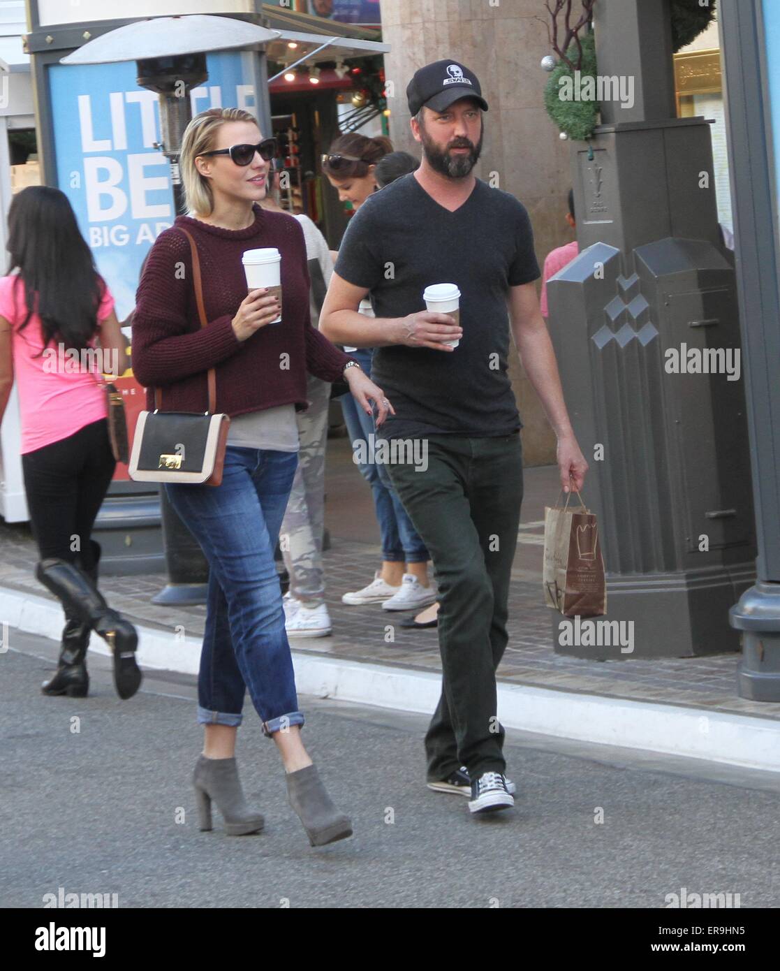 Tom Green dressed in black goes shopping at The Grove in Hollywood with ...