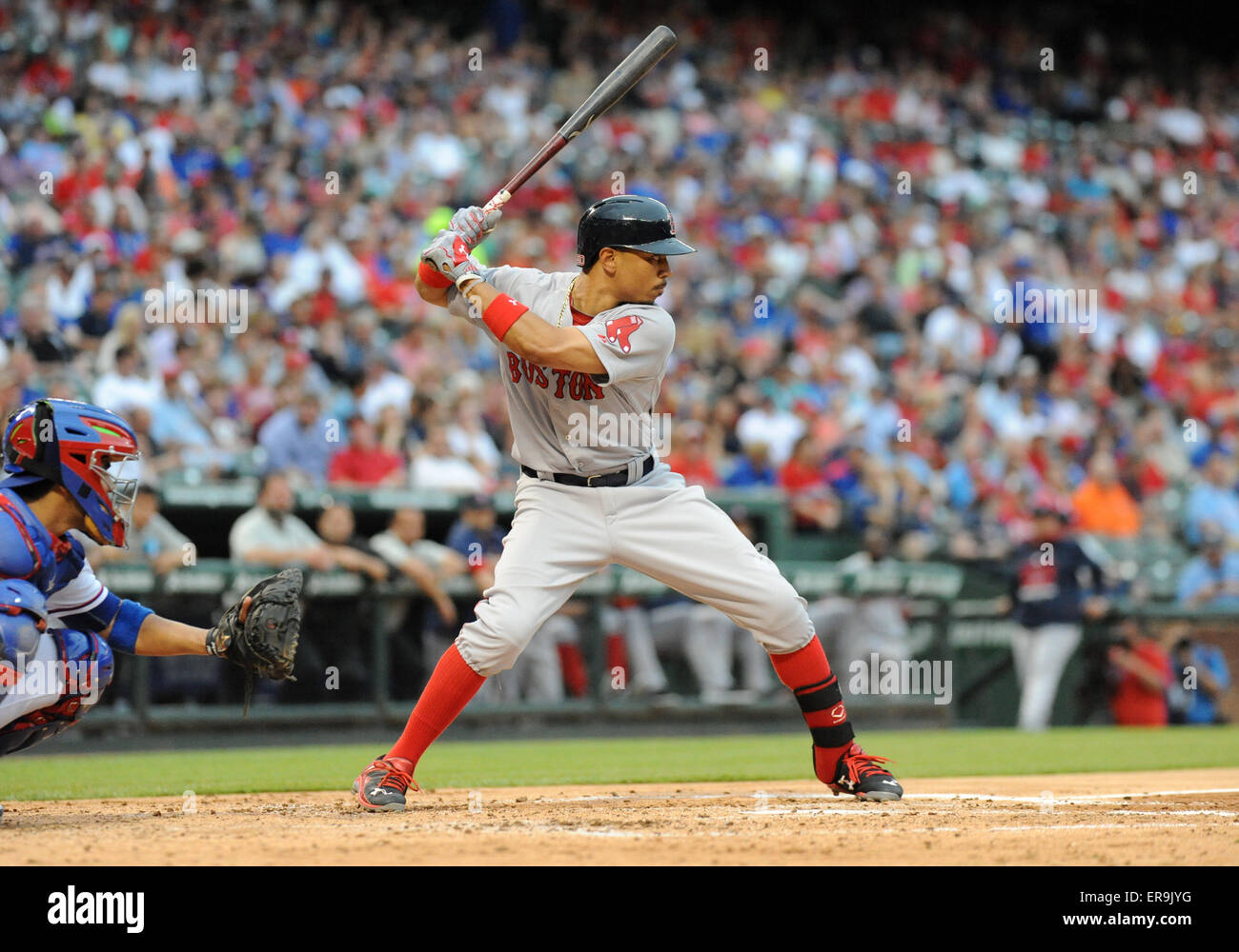 May 28, 2015: Boston Red Sox Center field Mookie Betts #50 at bat ...