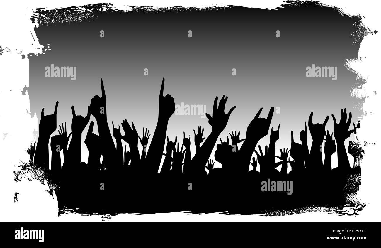 Hands raised in the air at a concert Stock Photo - Alamy