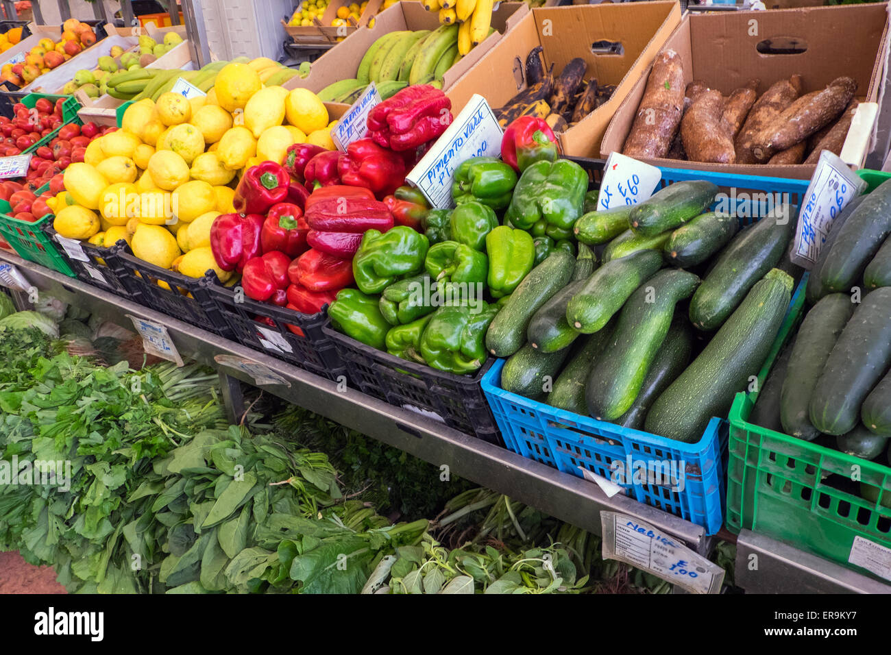Great choice of vegetables for sale at a market Stock Photo - Alamy
