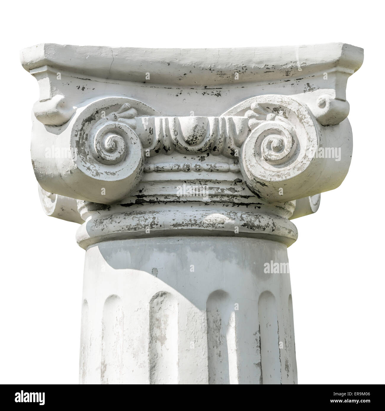 Isolated detail of the head of a greek ionic column Stock Photo - Alamy