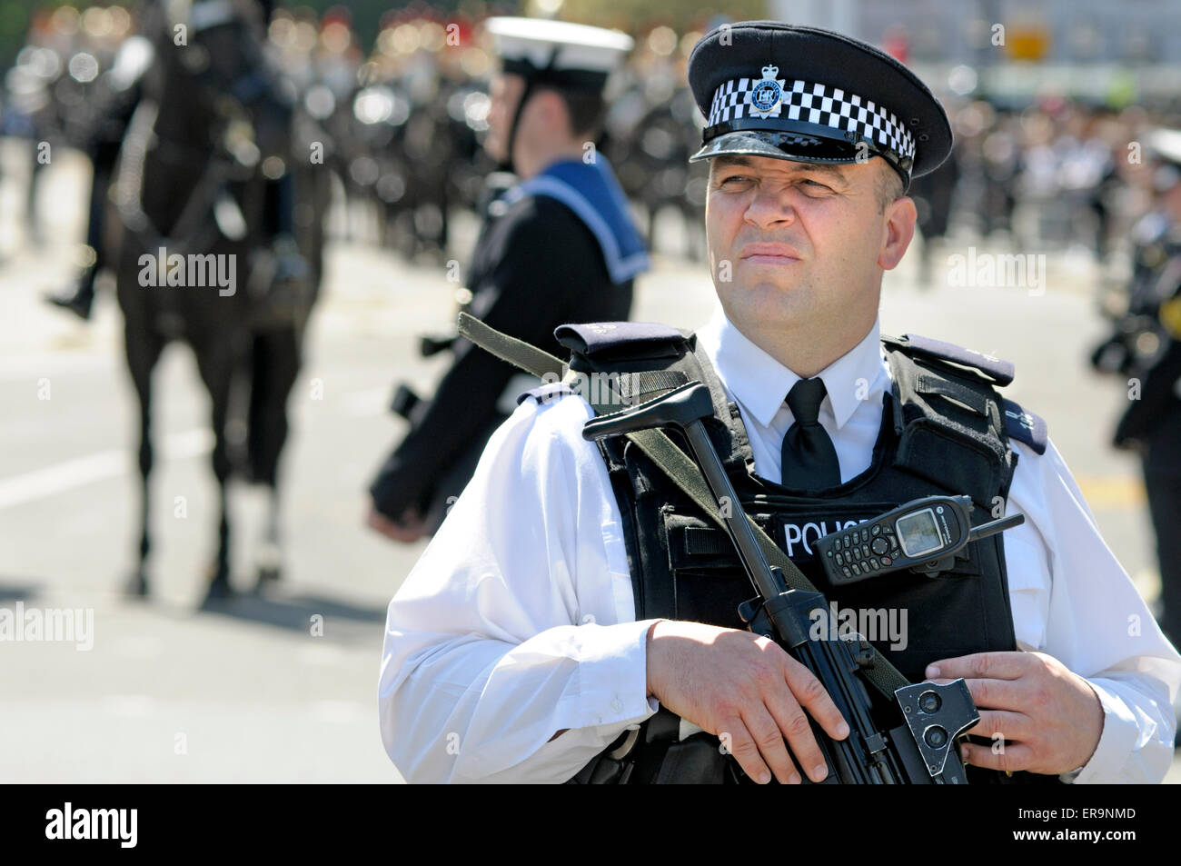 London, England, UK. Armed police officer at the State Opening of ...