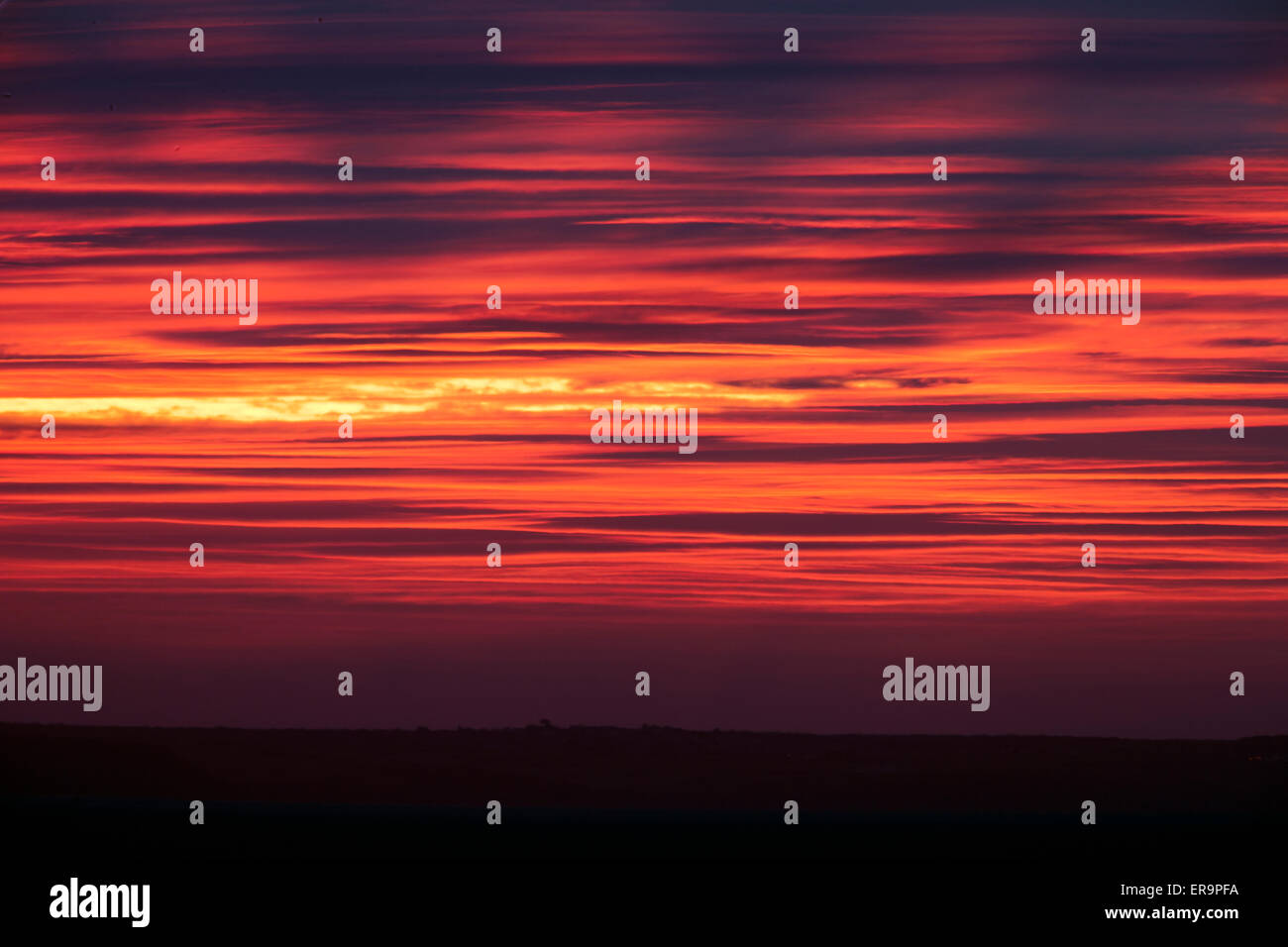 Orange layered clouds at sunrise, Cornwall, England, UK Stock Photo - Alamy