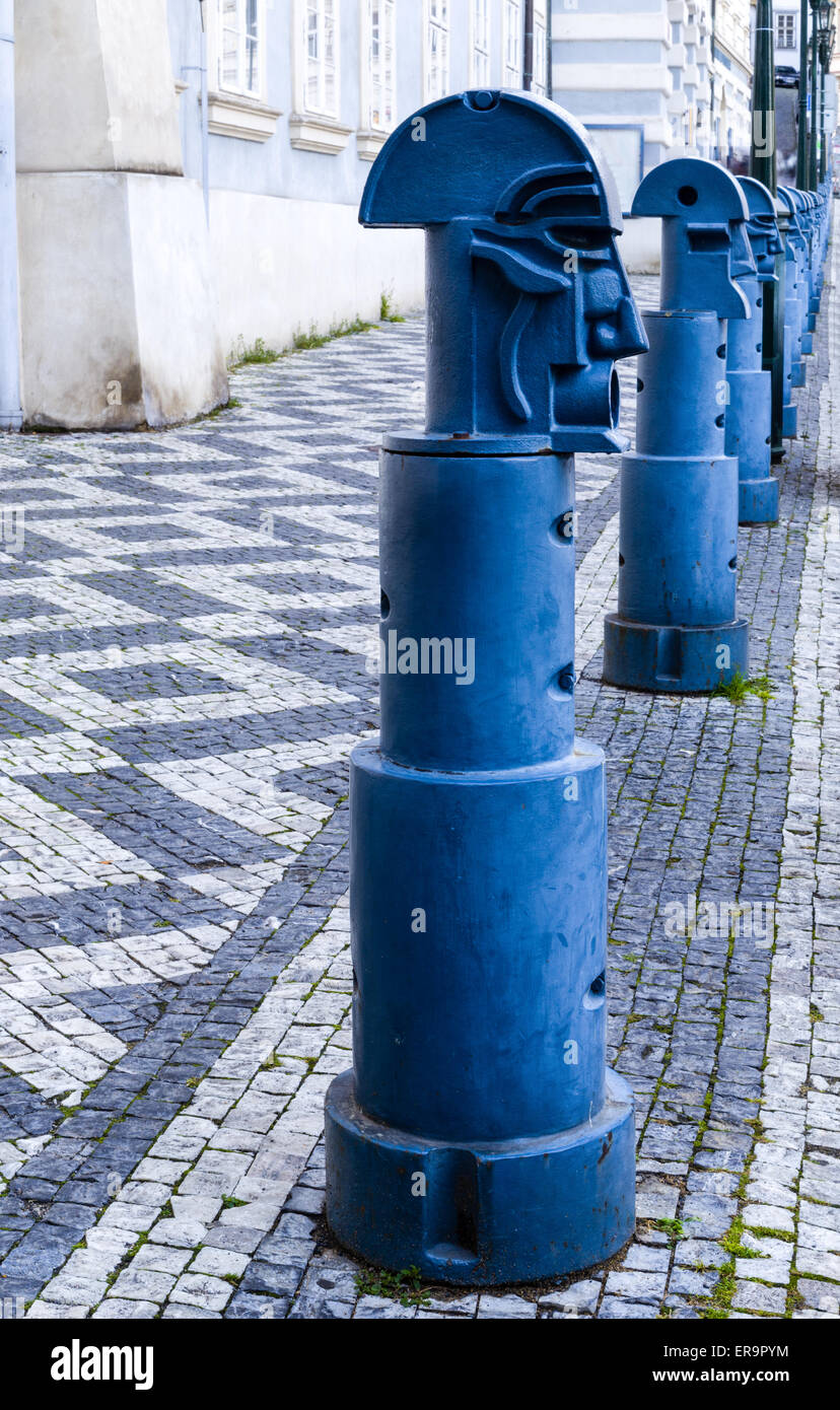 Blue prague bollards hi-res stock photography and images - Alamy