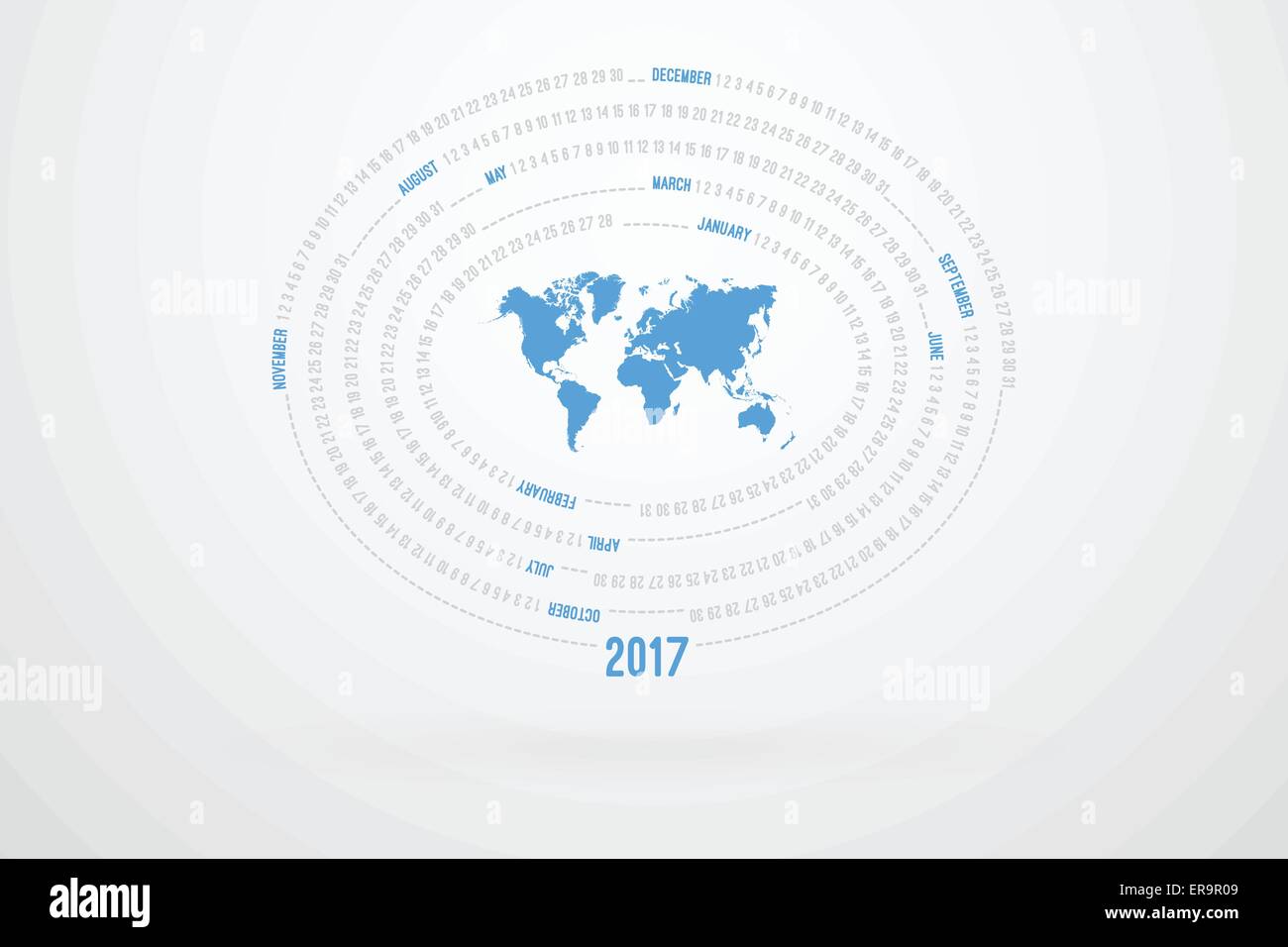 World Map Monthly Calendar For Year 2017 Stock Vector Image & Art - Alamy
