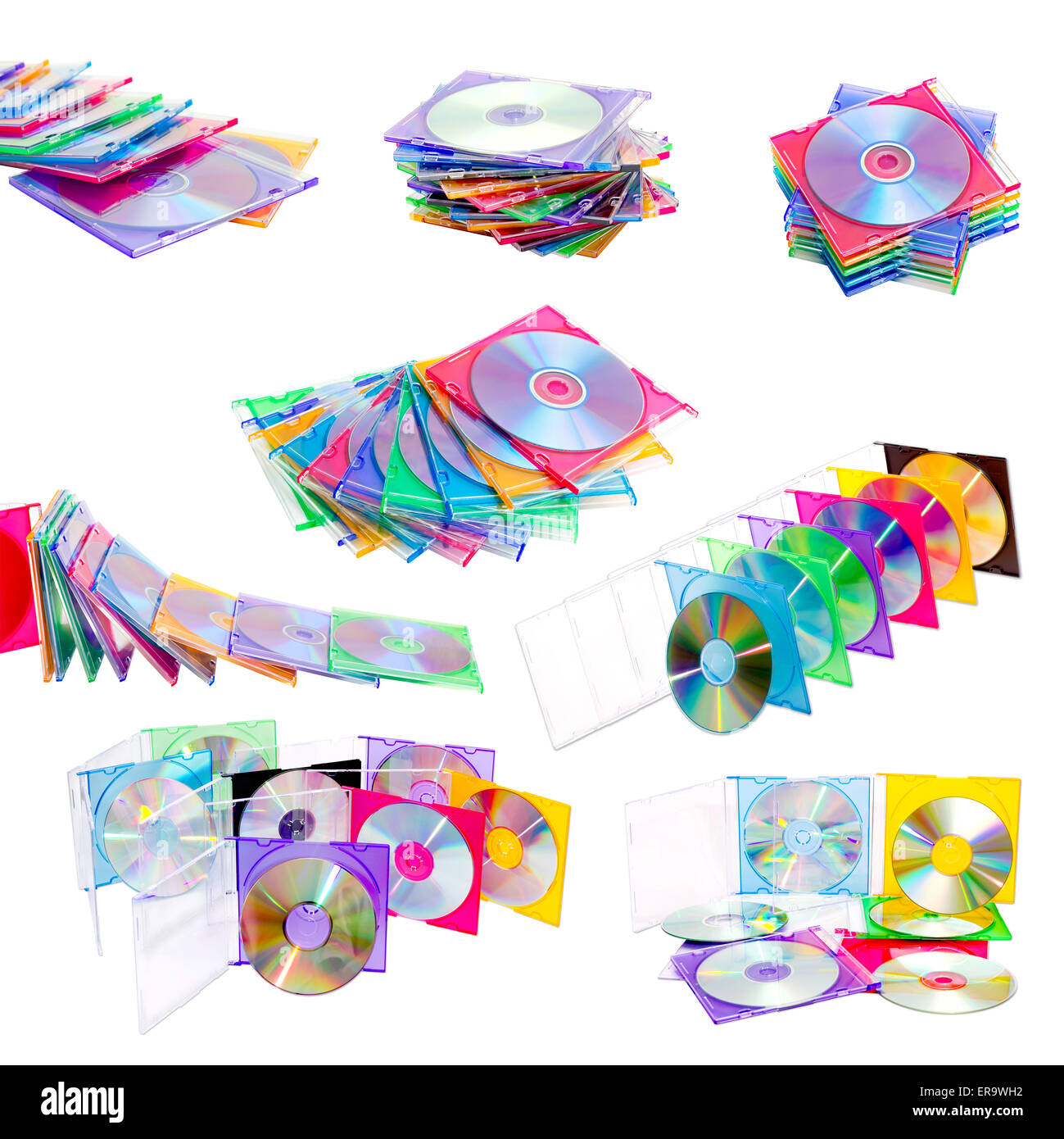 a set of multiple CD and DVD isolated on white background Stock Photo ...