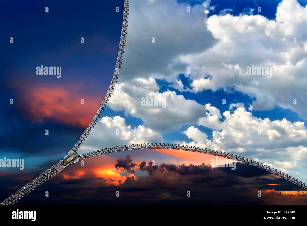 zip separating the sky at night and day Stock Photo - Alamy