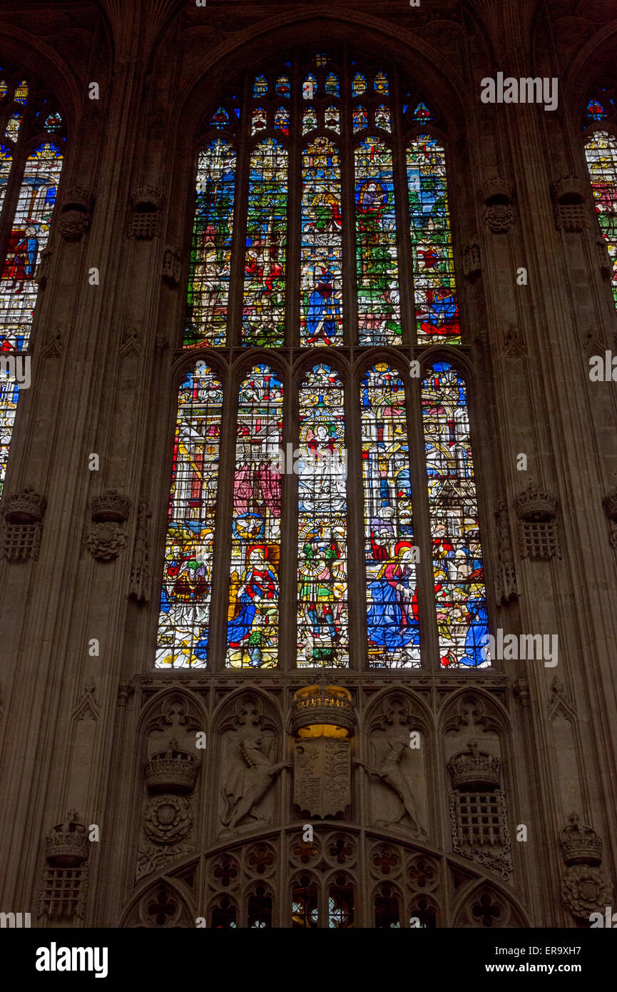 UK, England, Cambridge. King's College Chapel, 16th. Century Stained ...