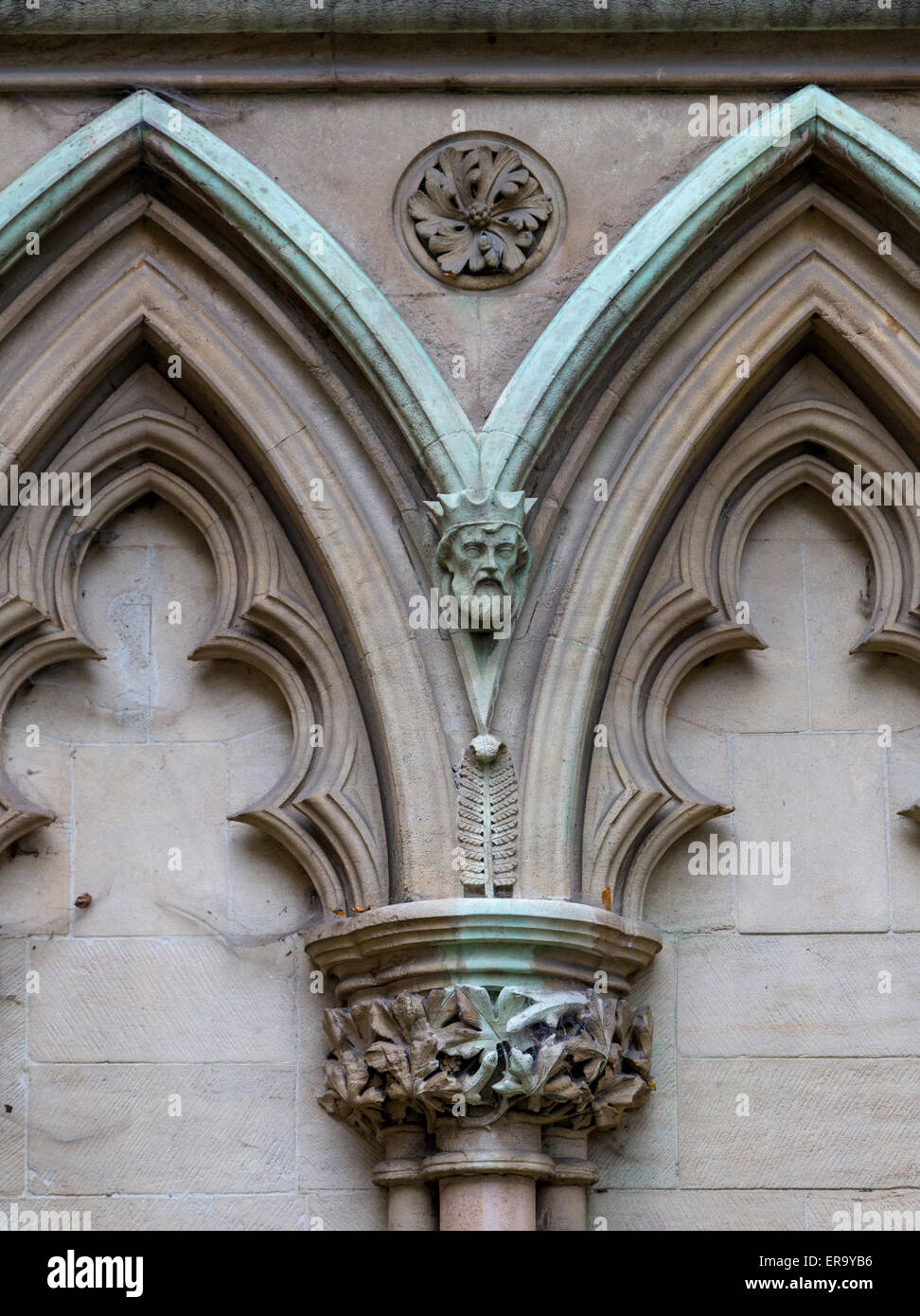UK, England, Cambridge. St. John's College Decorative Stone Work, Heads ...