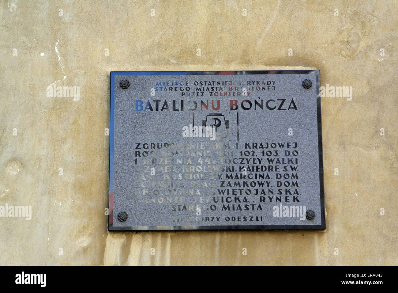 Memorial plaque to soldiers of Battalion Boncza defending the last ...