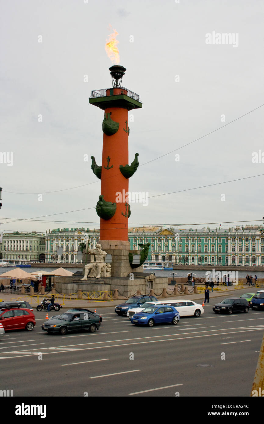 Rostral columns in the stock area. St. Petersburg. Russia Stock Photo ...