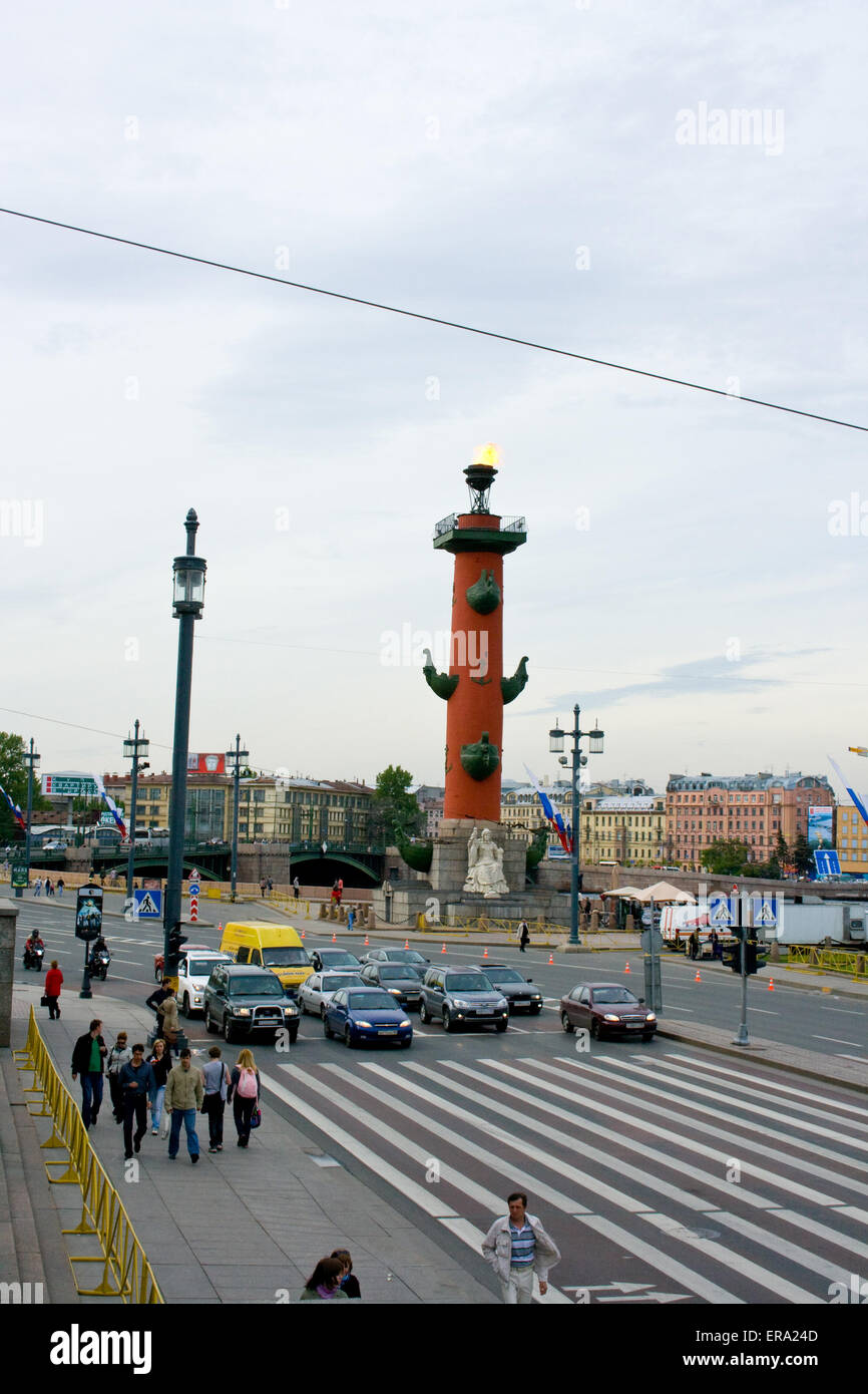 Rostral columns in the stock area. St. Petersburg. Russia Stock Photo ...