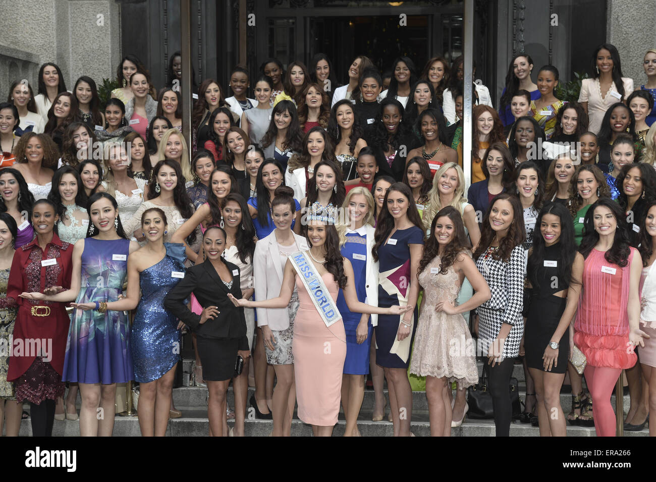 Miss World contests representing 120 countries attend a photocall in ...
