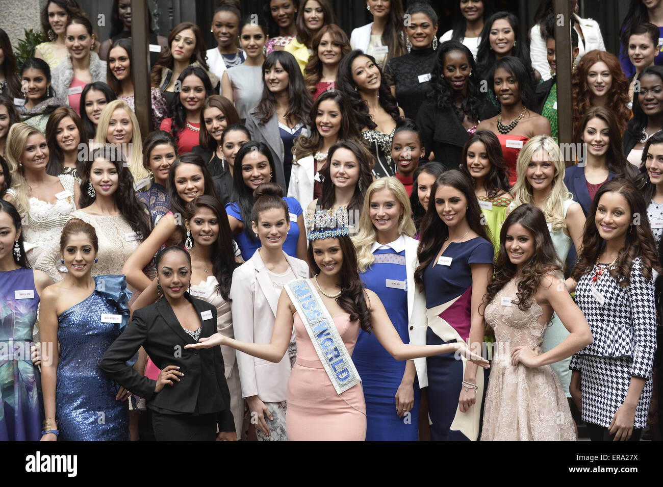 Miss World contests representing 120 countries attend a photocall in ...