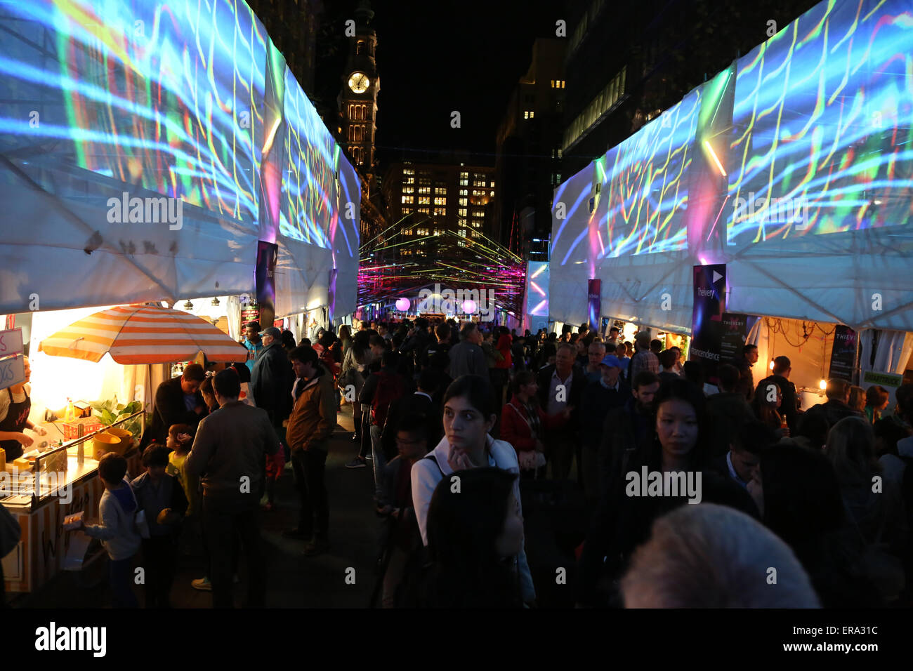 Sydney, Australia. 29 May 2015. Pictured is Martin Place. The Vivid ...
