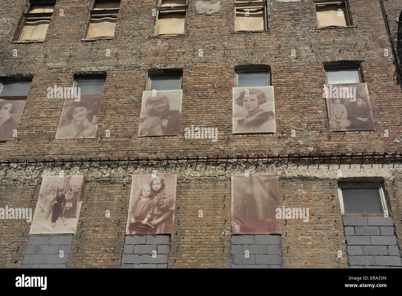Building 1 red brick bricks wall standing rising centre view hi-res ...