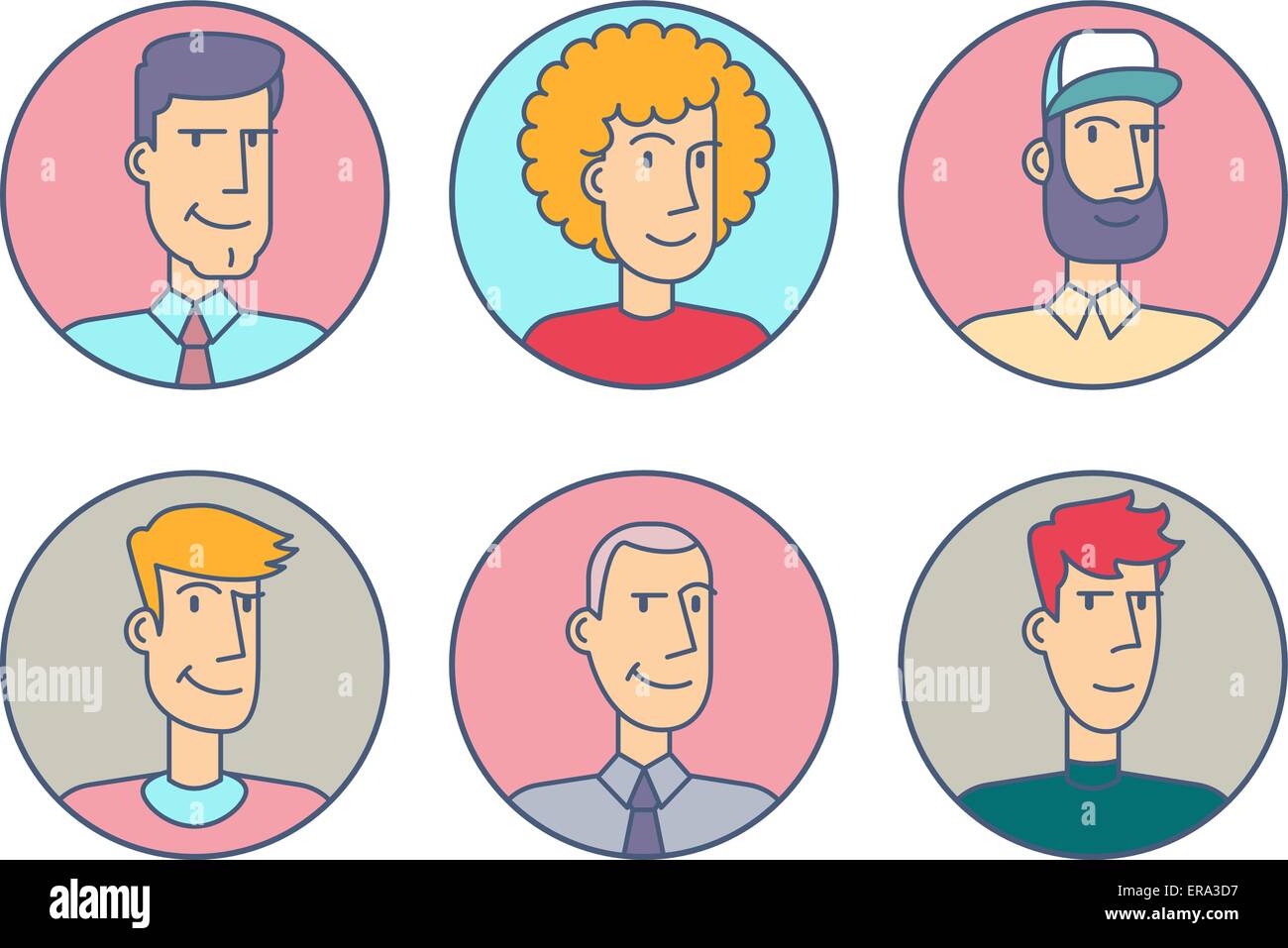 Set of modern outline style male avatars. Layered and editable Stock ...