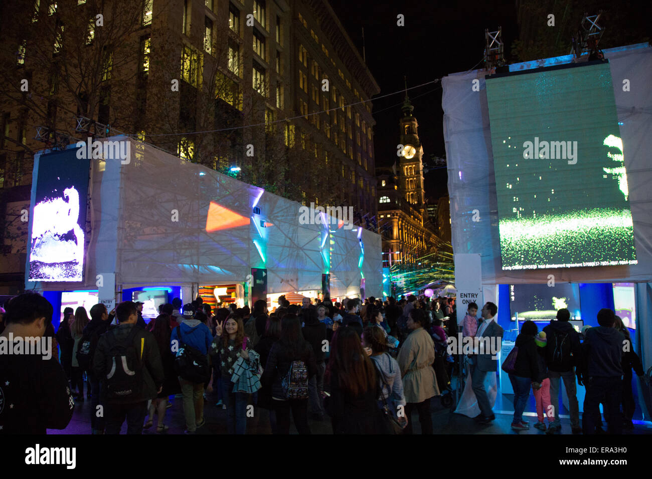 Sydney, Australia. 29 May 2015. Pictured is Martin Place. The Vivid ...