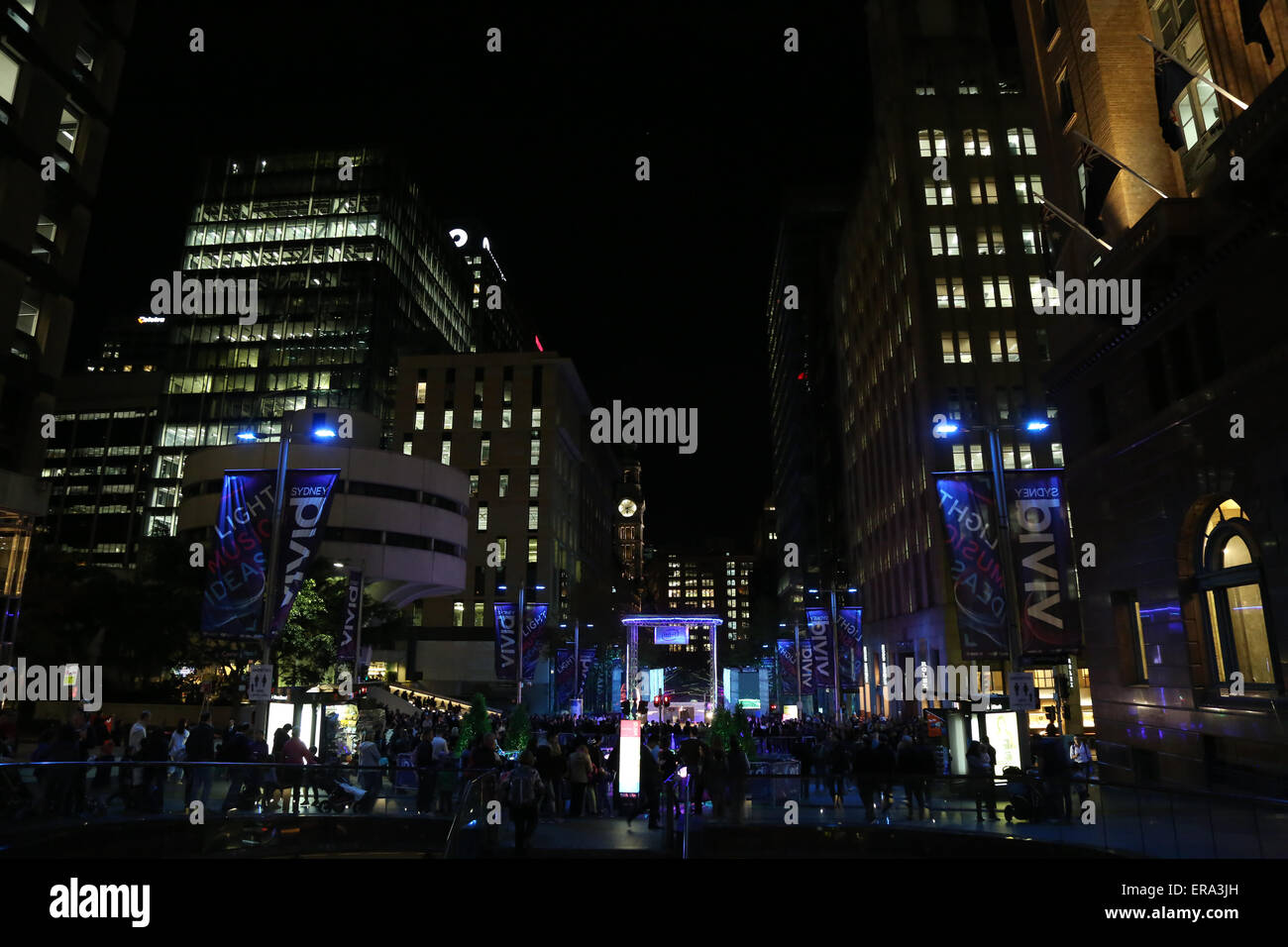 Sydney, Australia. 29 May 2015. Pictured is Martin Place. The Vivid ...