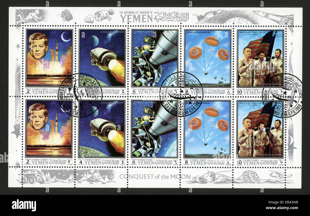 Yemen, space, astronauts,post mark,stamp Stock Photo - Alamy