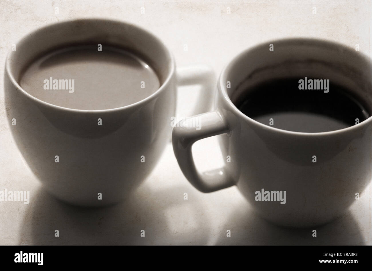 Vintage coffee shadow two cups hi-res stock photography and images - Alamy