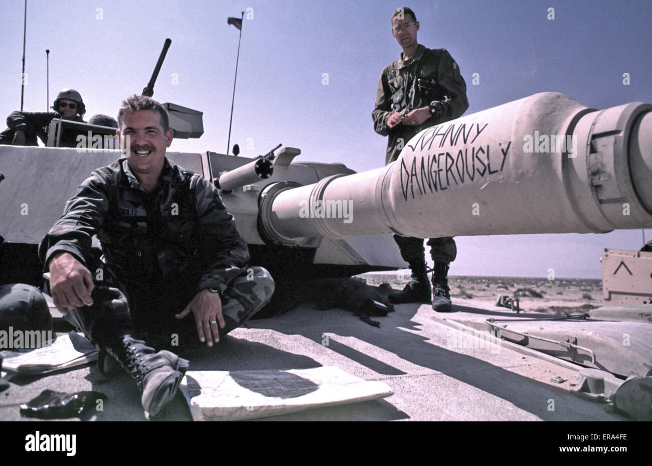 17th March 1991 The crew of an American M1A1 Abrams tank of the 2nd ...