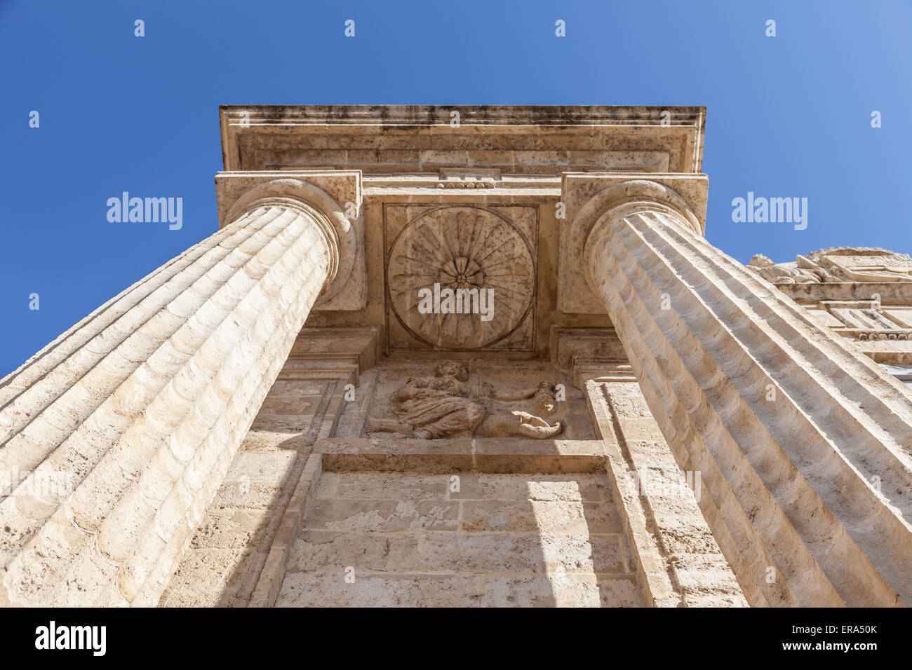 Detail in prospective of Roman columns, Italy Stock Photo - Alamy