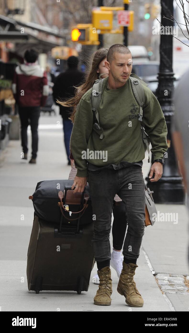 Shia LaBeouf and girlfriend Mia Goth leaving his hotel. Shia seen ...