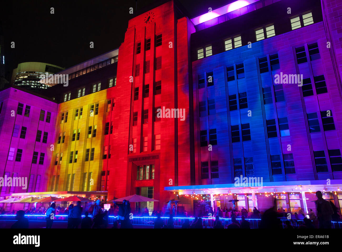 Vivid Sydney 2015 light show illumination on the facade of the Museum ...