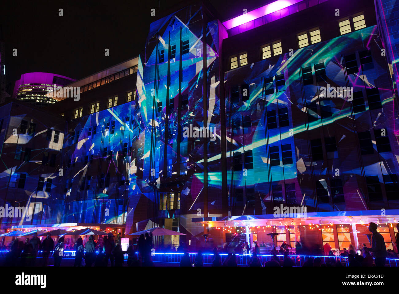 Vivid Sydney 2015 light show illumination on the facade of the Museum ...