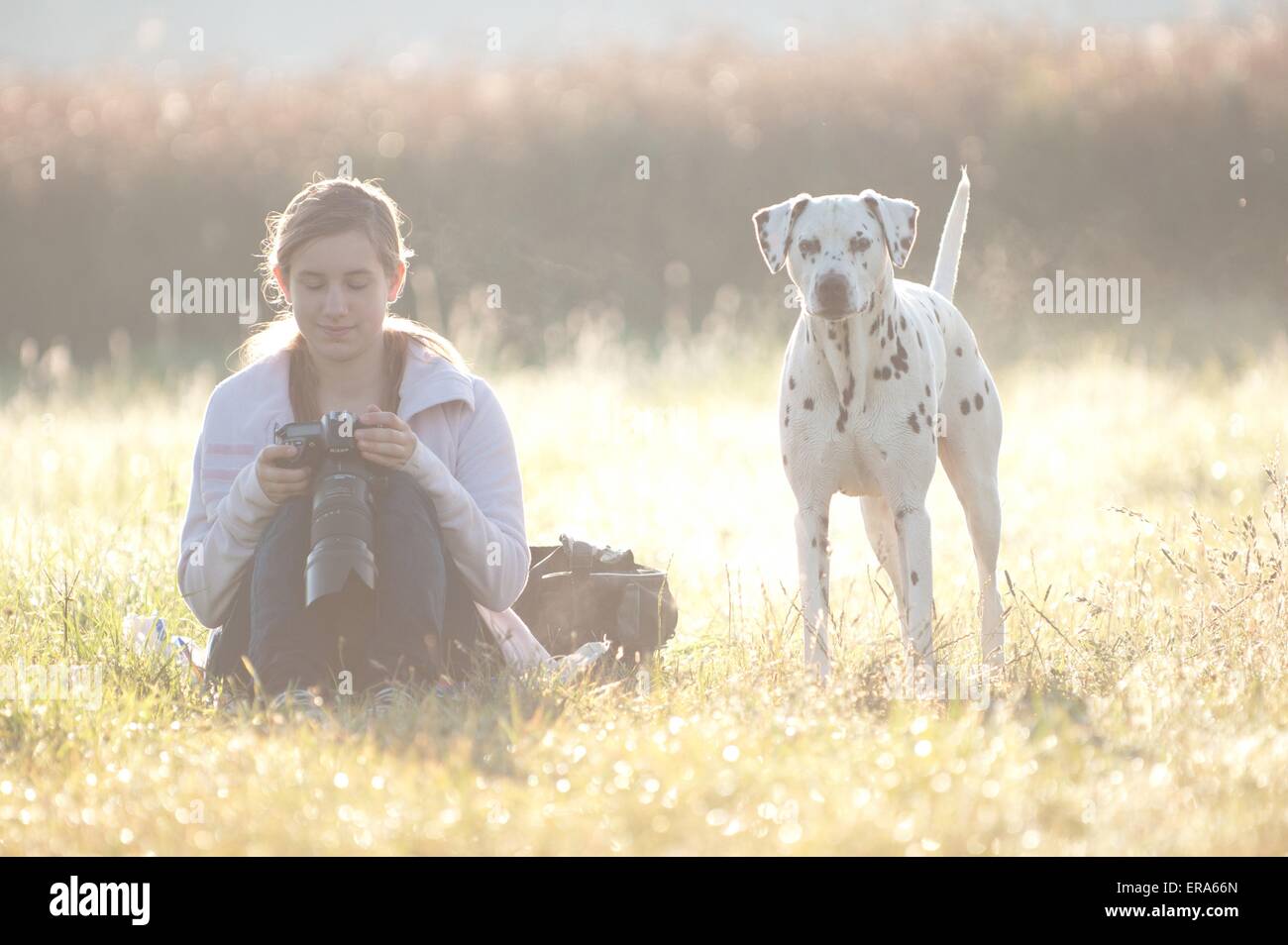 girl and Dalmatian Stock Photo - Alamy