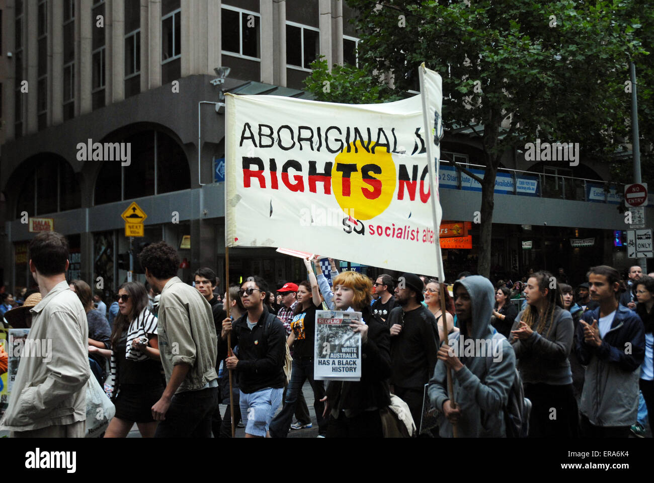 People protesting for indigenous rights in Melbourne CBD, Australia on ...