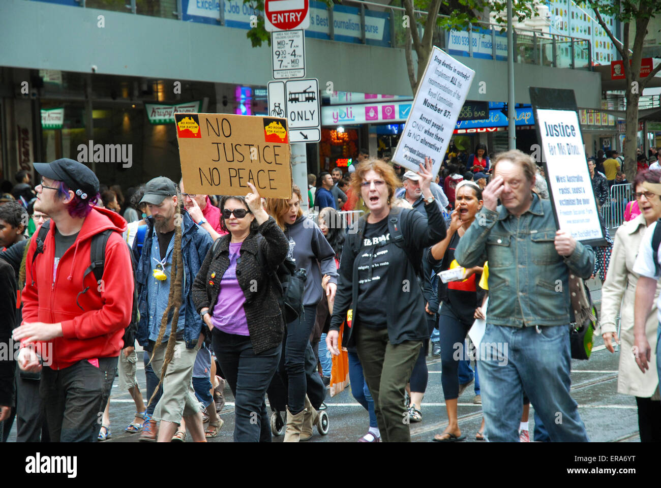People protesting for indigenous rights in Melbourne CBD, Australia on ...