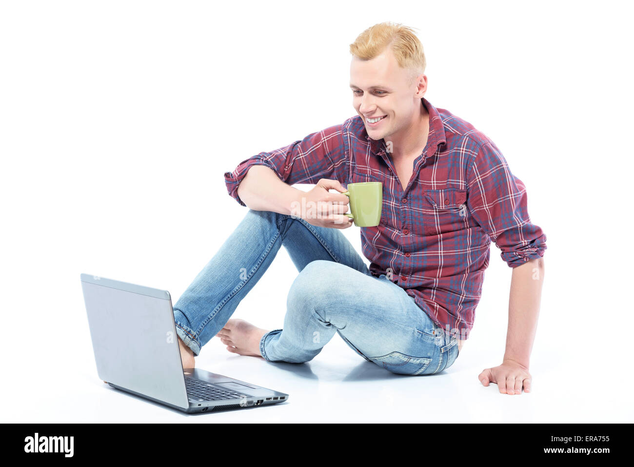 Man laughing hands on face Cut Out Stock Images & Pictures - Alamy