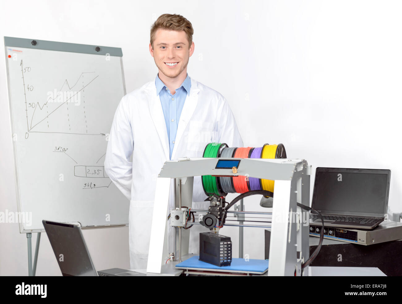 Scientist working with three-dimensional printer Stock Photo - Alamy