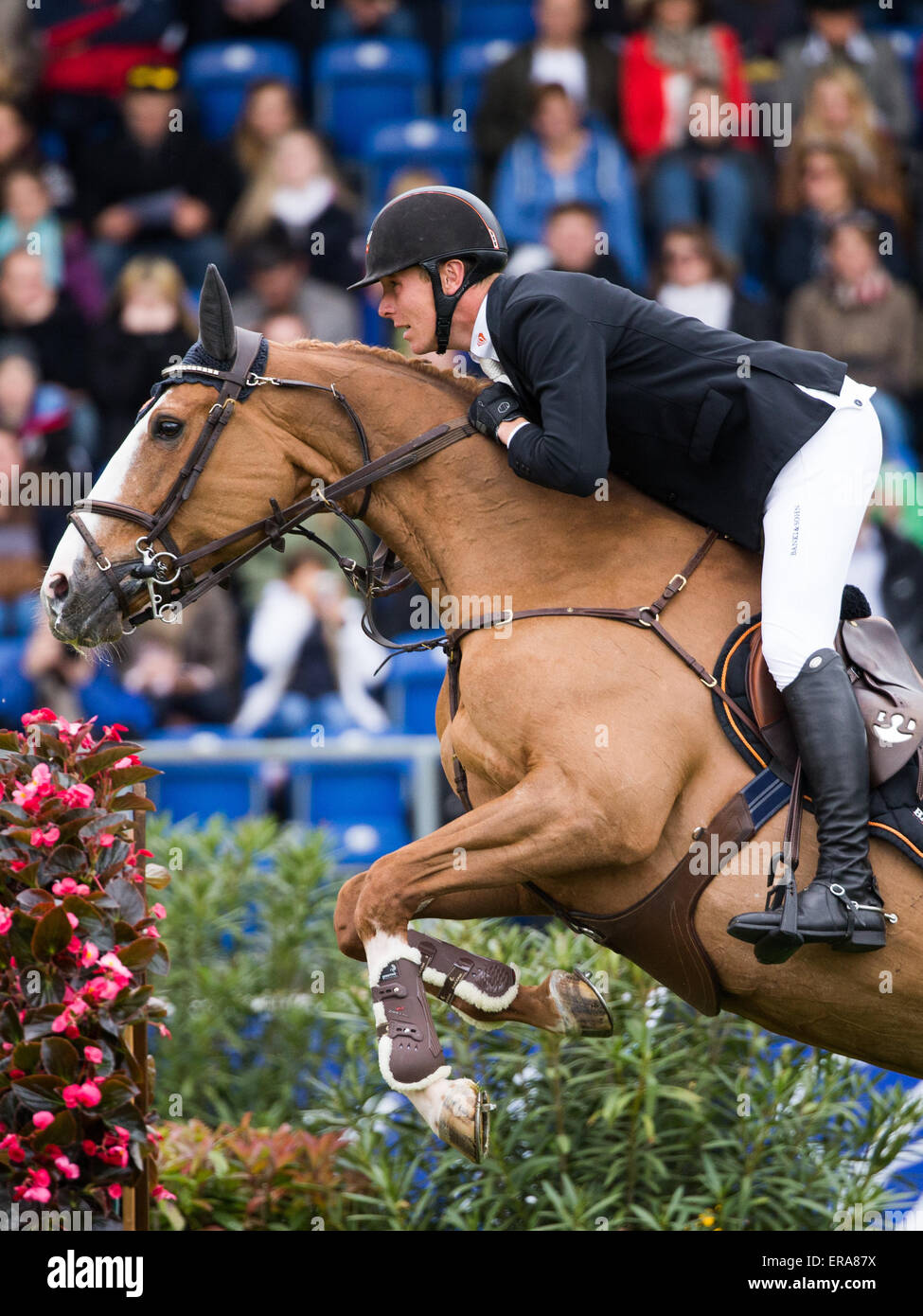 Aachen, Germany. 30th May, 2015. German rider David Will on his horse ...