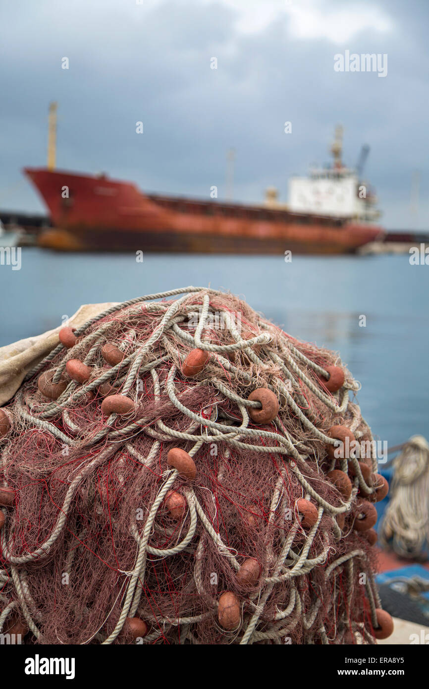Closeup view at the fishing net Stock Photo - Alamy