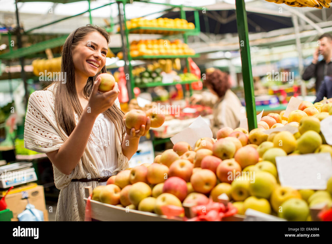 Young woman on the market Stock Photo - Alamy