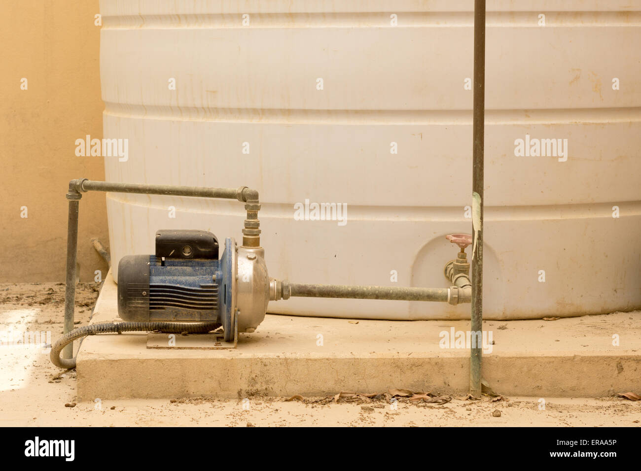 Water pump connected to an external tank closeup Stock Photo - Alamy