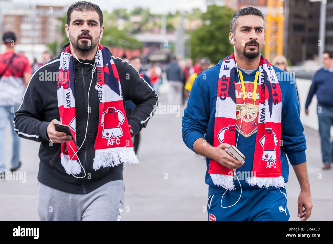 London, UK. 30 May 2015. Arsenal supporters arriving, as fans gather at ...