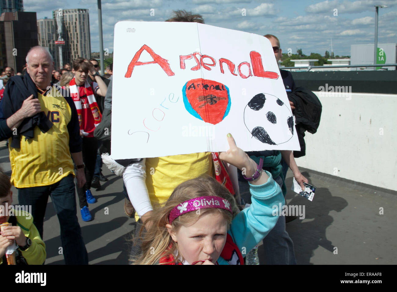 Wembley London, UK. 30th May 2015. Fans in good spirits gather ahead of ...