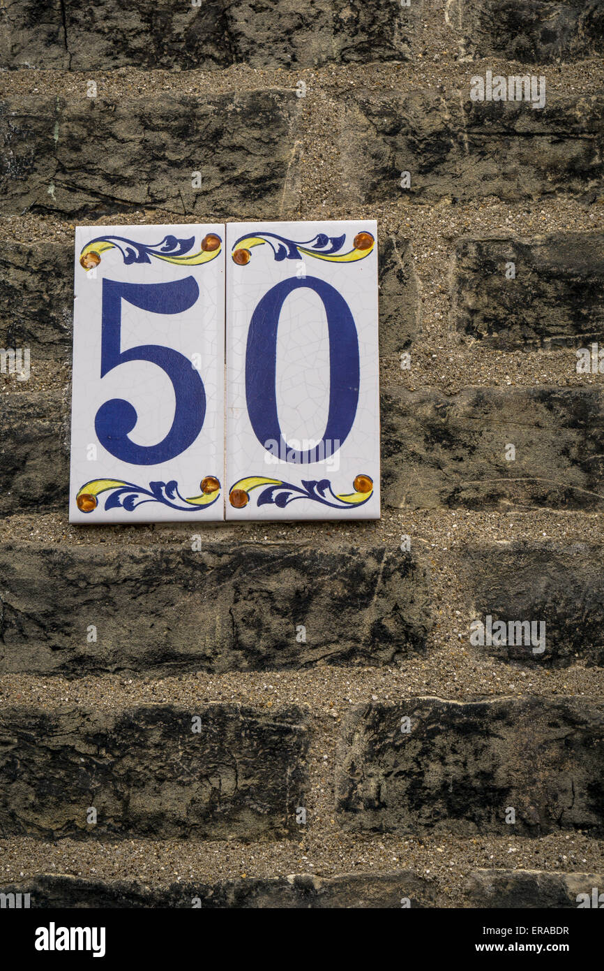 Number 50on brick wall details Stock Photo - Alamy