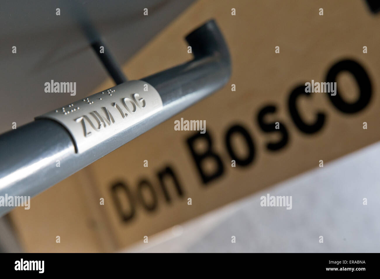 Wuerzburg, Germany. 18th May, 2015. Lettering in Braille that reads ...