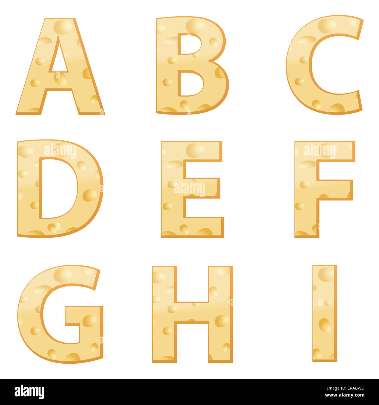 Cheese alphabet A to I on a white background. Vector illustration Stock ...