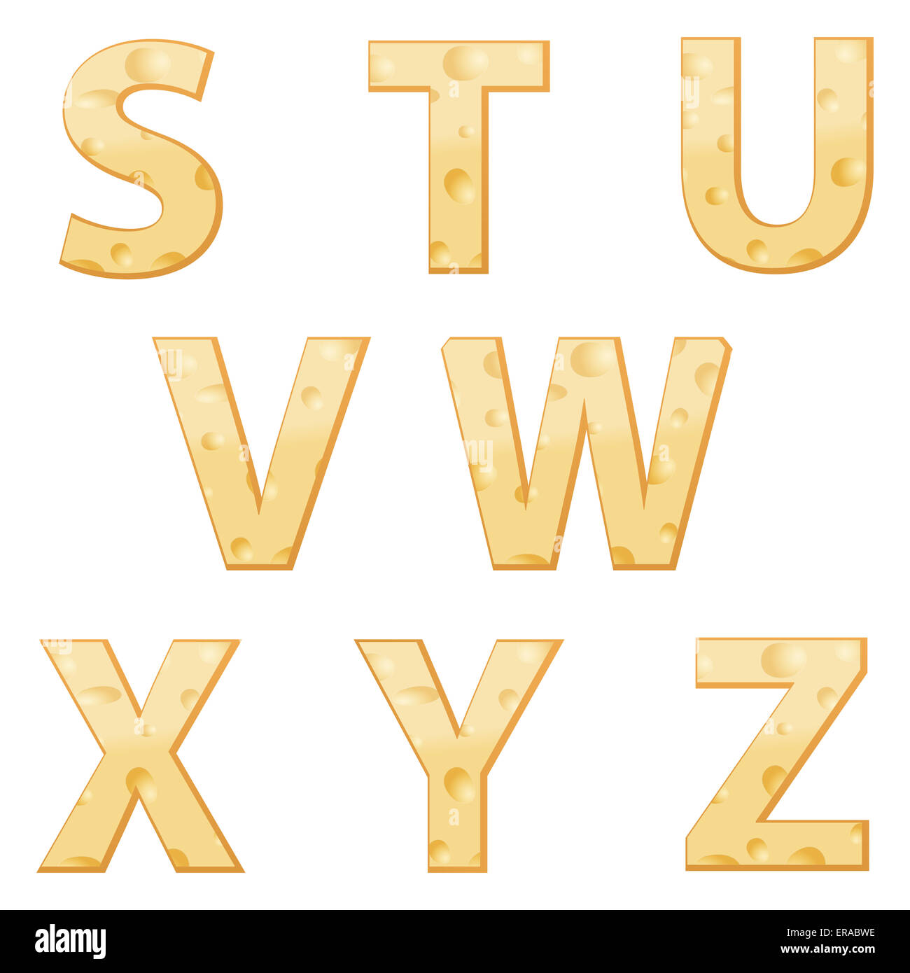 Cheese alphabet S to Z on a white background. Vector illustration Stock ...