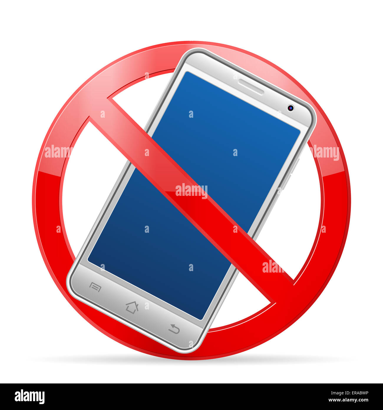 Prohibition mobile phone symbol on a white background Stock Photo - Alamy