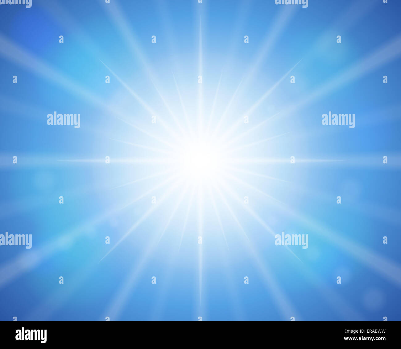 Sun with sunbeam on a blue sky. Vector illustration Stock Photo - Alamy