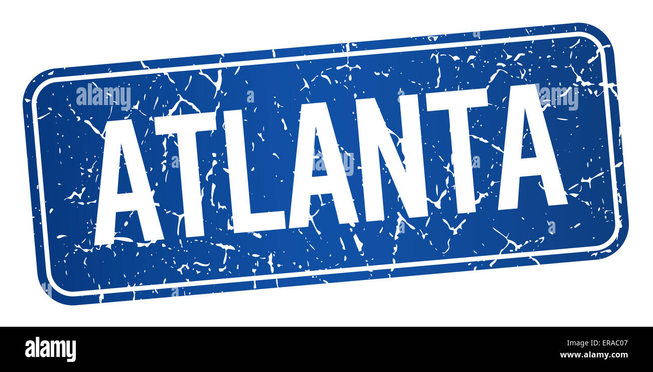Atlanta blue stamp isolated on white background Stock Photo - Alamy