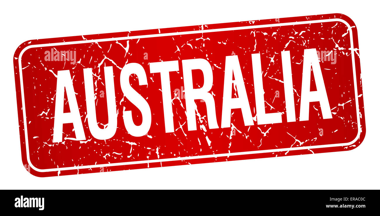 Australia red stamp isolated on white background Stock Photo - Alamy