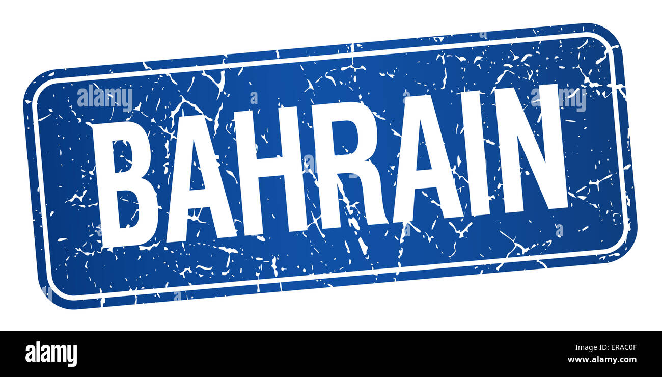 Bahrain blue stamp isolated on white background Stock Photo - Alamy